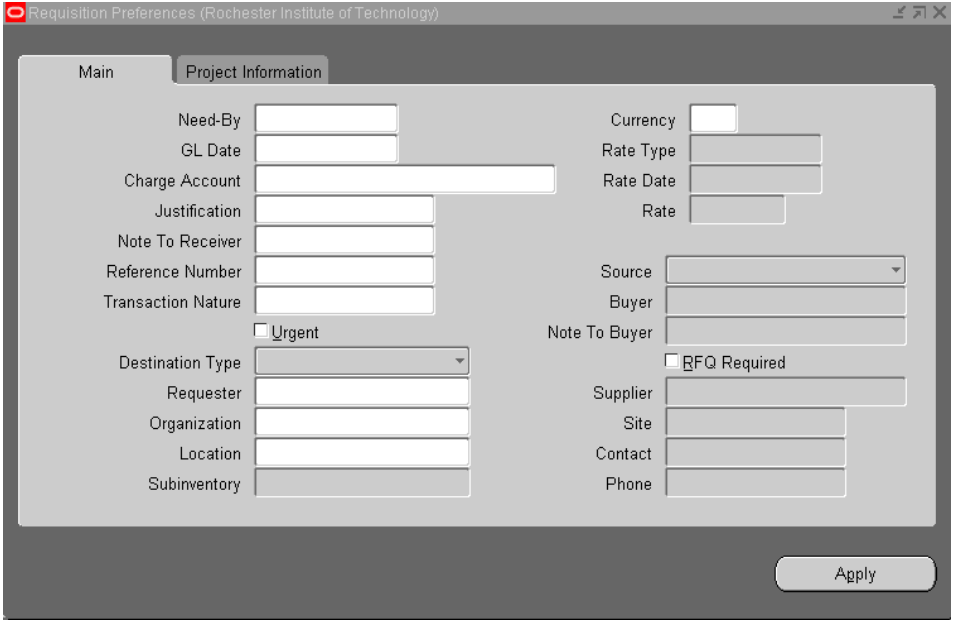Preparing Requisitions in the Oracle Applications | Office of the Controller | RIT